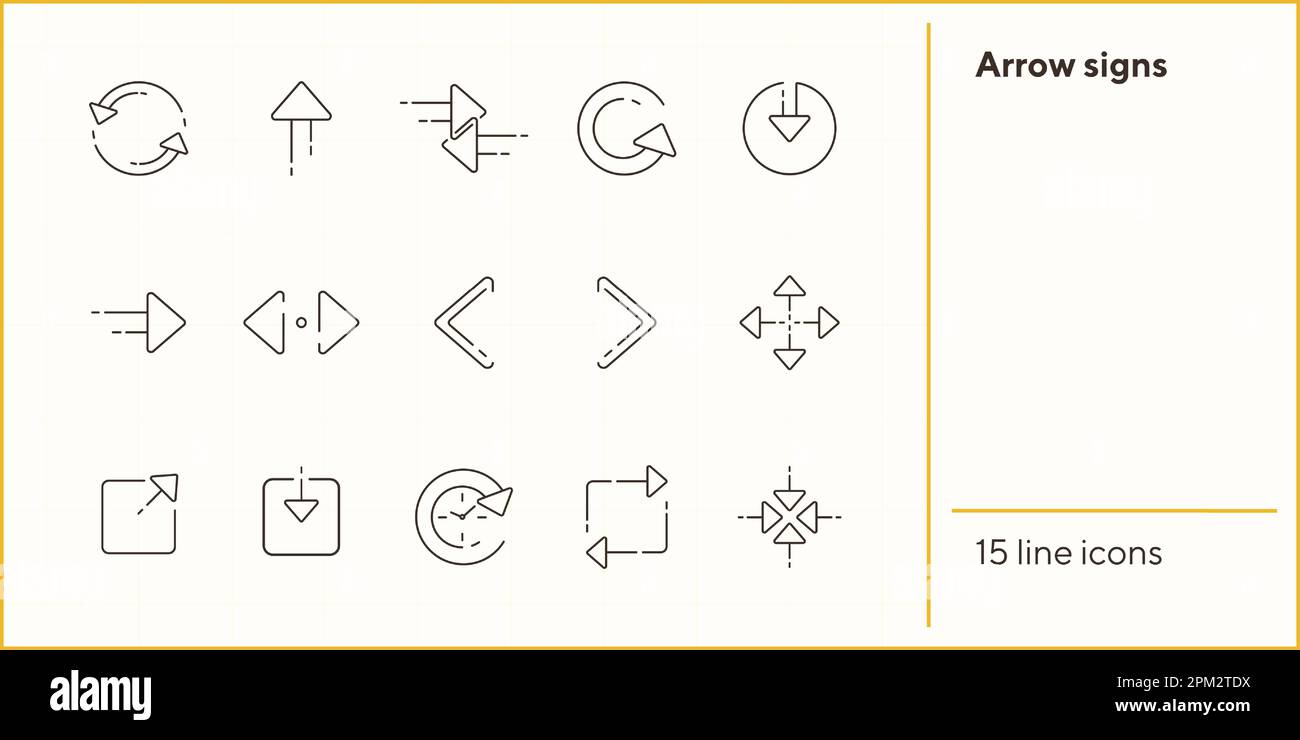 Set of vector arrow signs. Arrow concept. Line icon. Orientation Stock ...