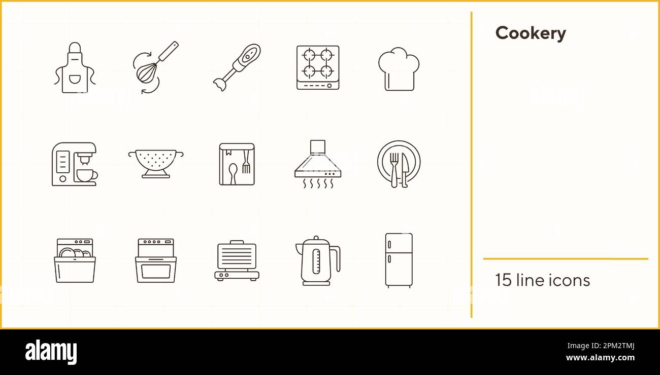 Home cookery linear icons hi-res stock photography and images - Alamy