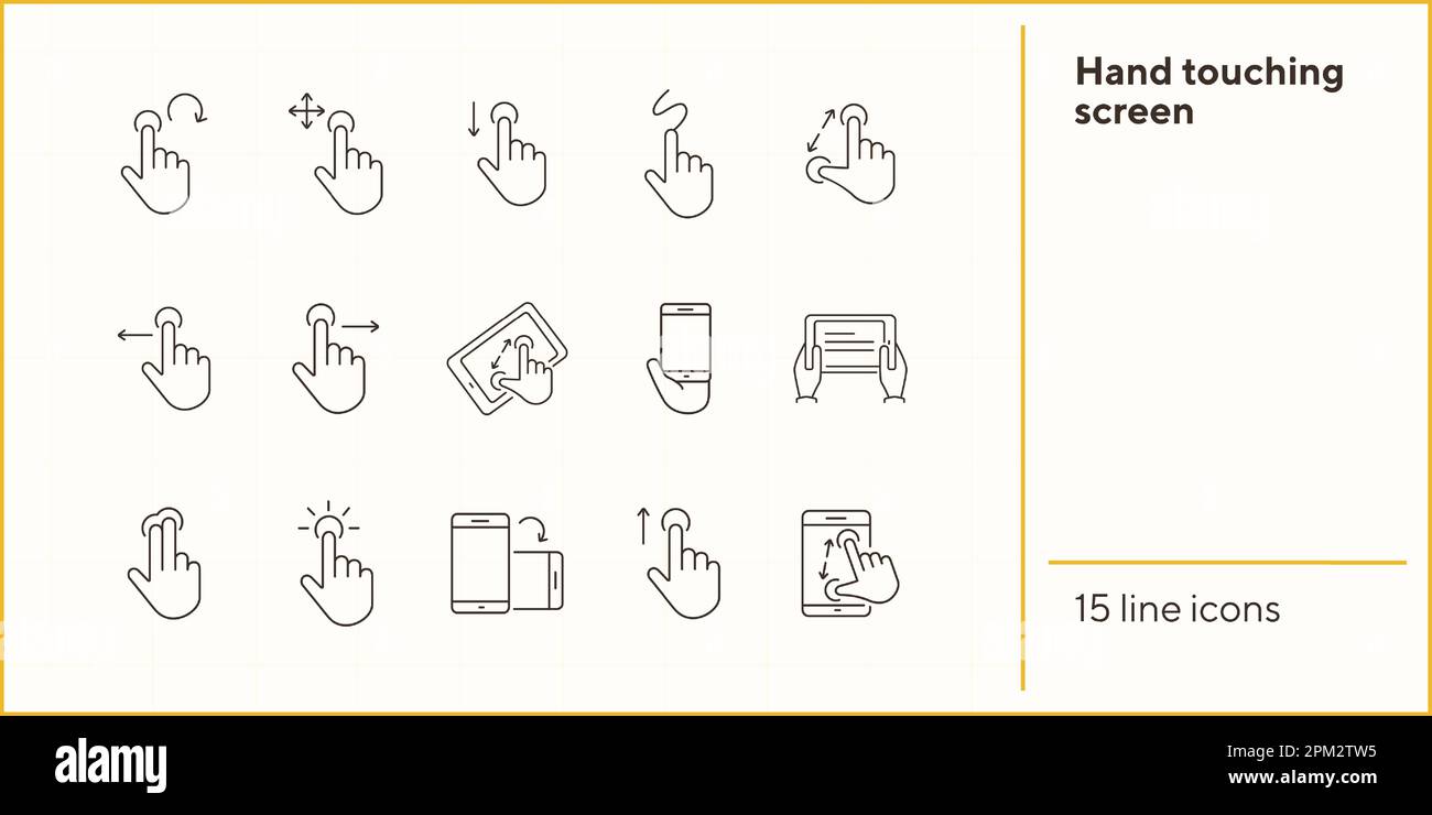 Hand touching screen icons Stock Vector Image & Art - Alamy