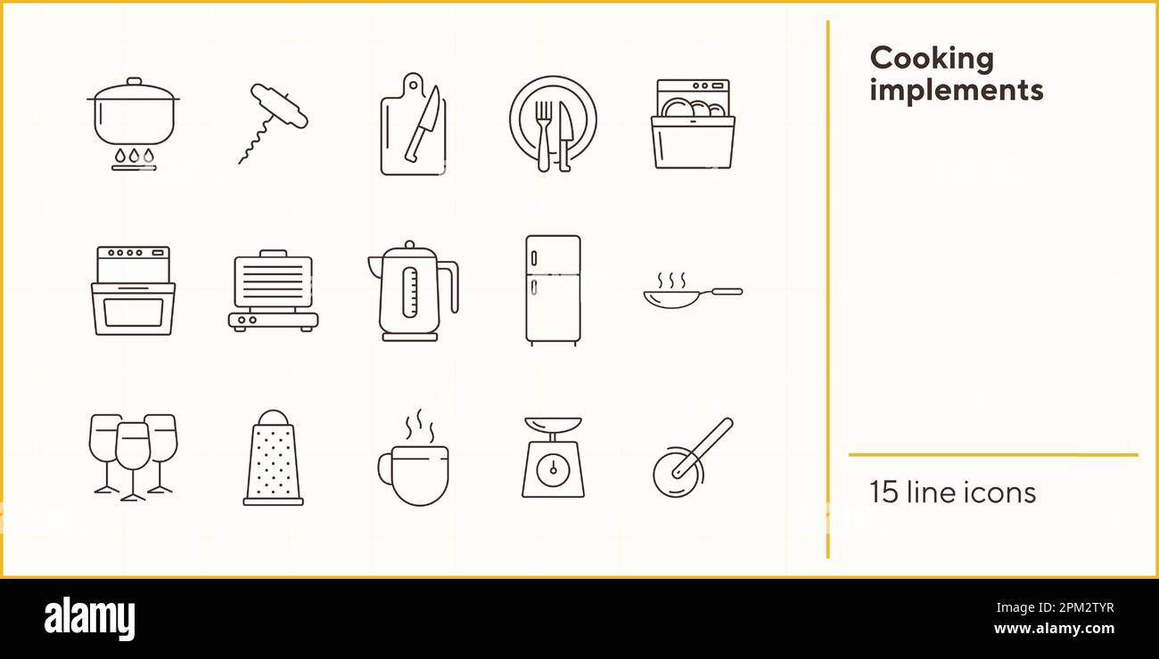 Cooking implements icons Stock Vector Image & Art - Alamy