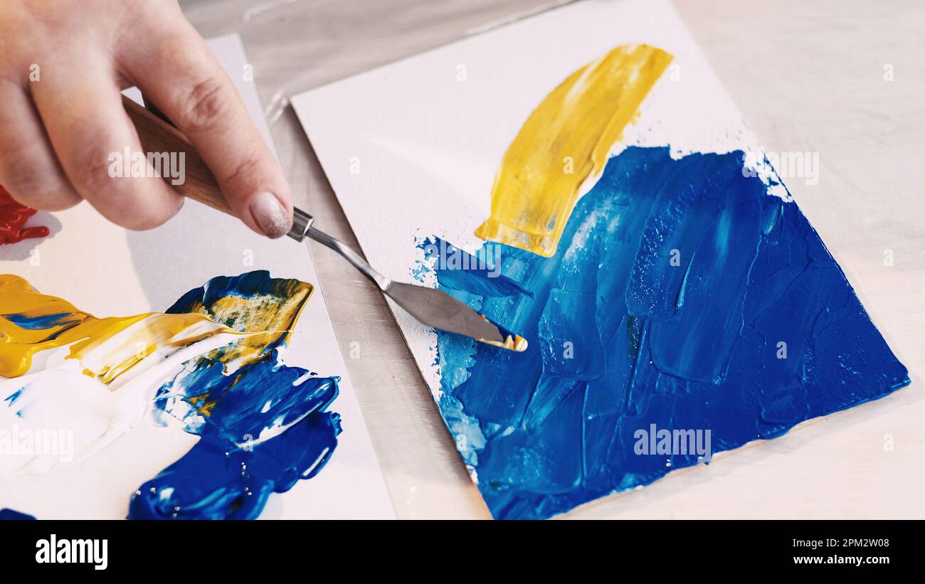 Abstract picture painting process creative studio Stock Photo - Alamy