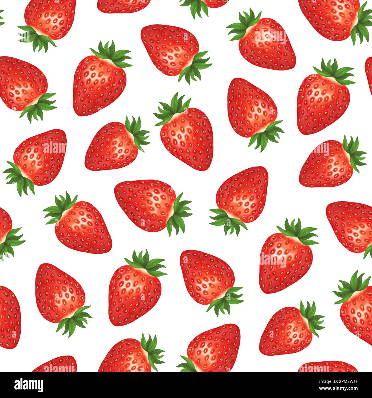 Strawberry seamless pattern. Colorful vivid print with hand drawn ...