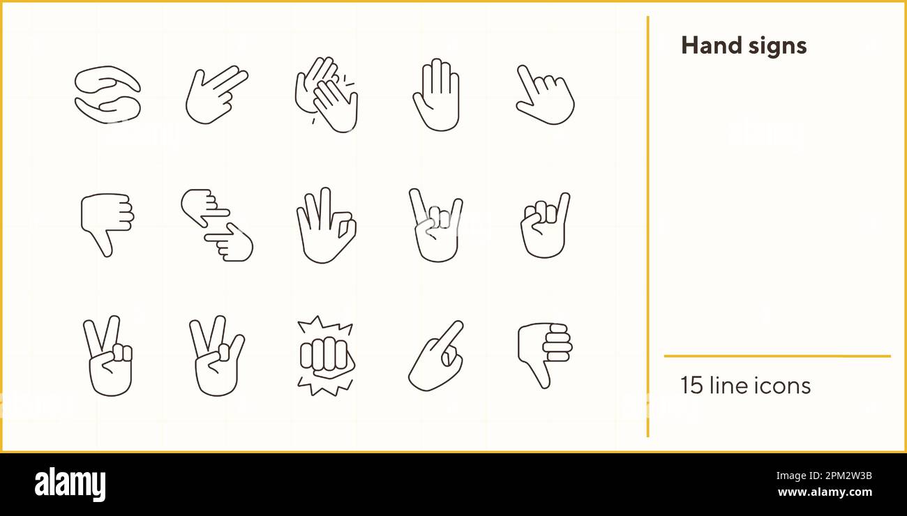 Hand signs line icon set Stock Vector Image & Art - Alamy