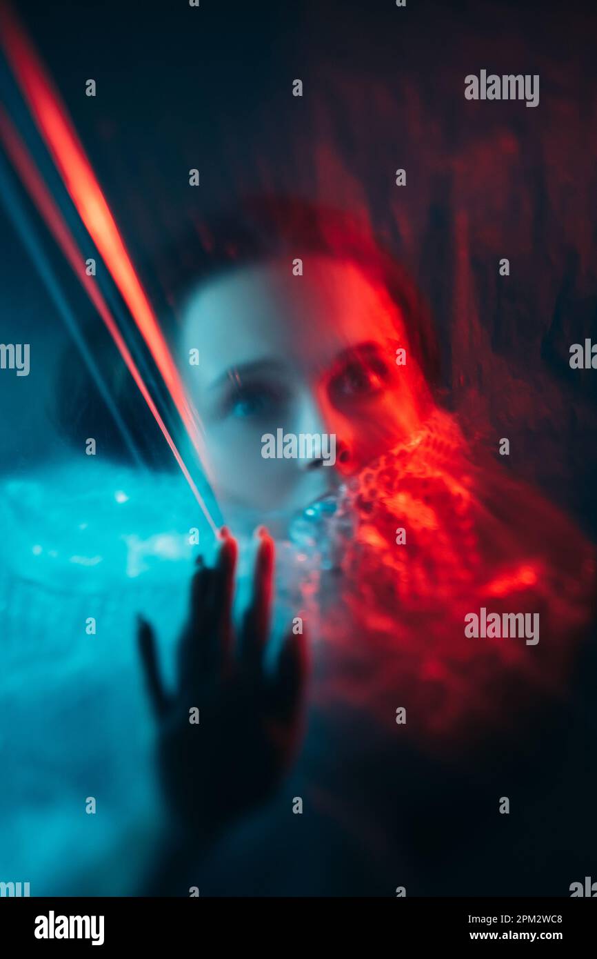 Horror fear night terror terrified woman trapped Stock Photo - Alamy