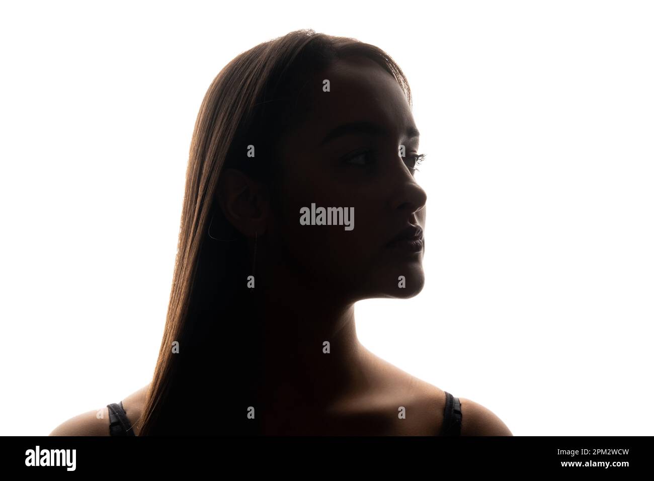 Female silhouette beauty model backlit woman face Stock Photo - Alamy