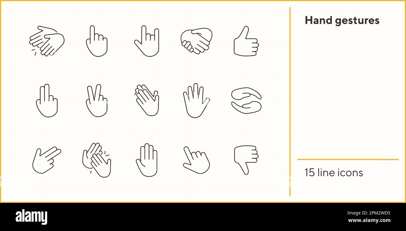 Hand gestures line icon set Stock Vector Image & Art - Alamy