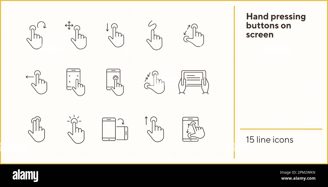 Hand pressing buttons on screen icons Stock Vector Image & Art - Alamy