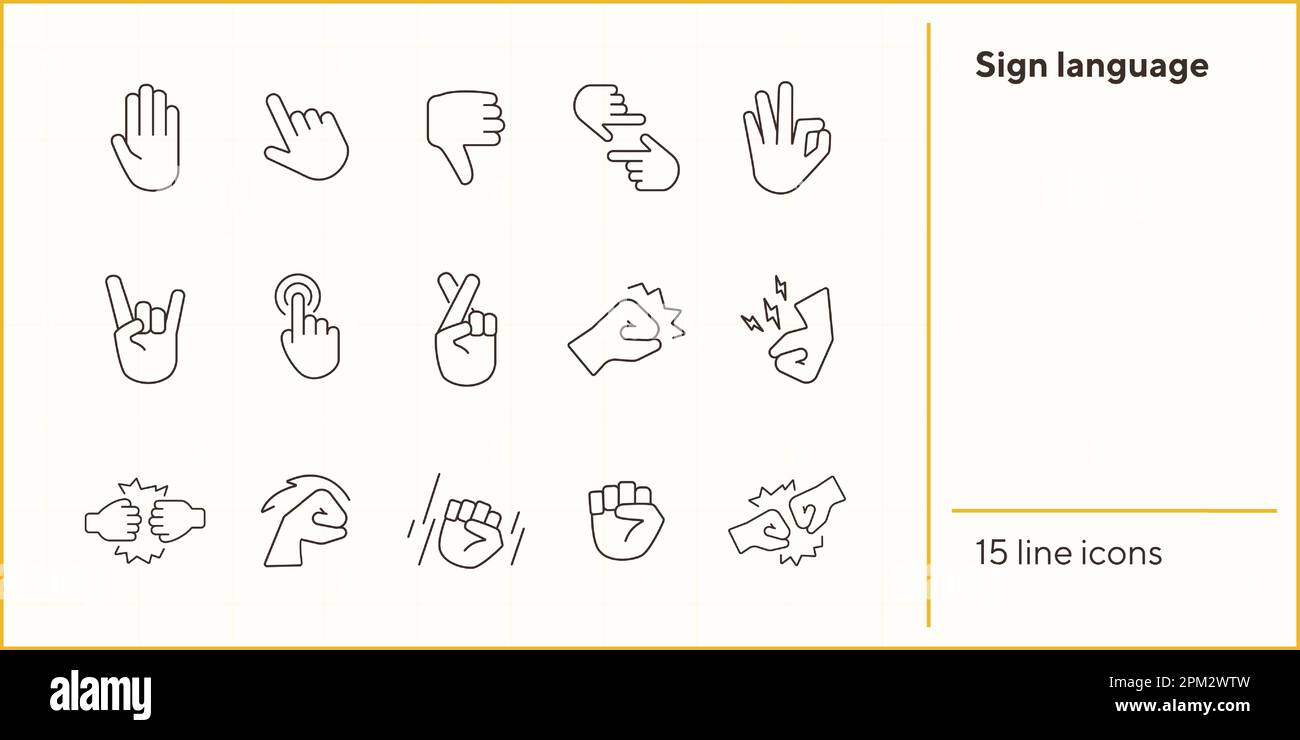 Set of sign language line icons Stock Vector Image & Art - Alamy