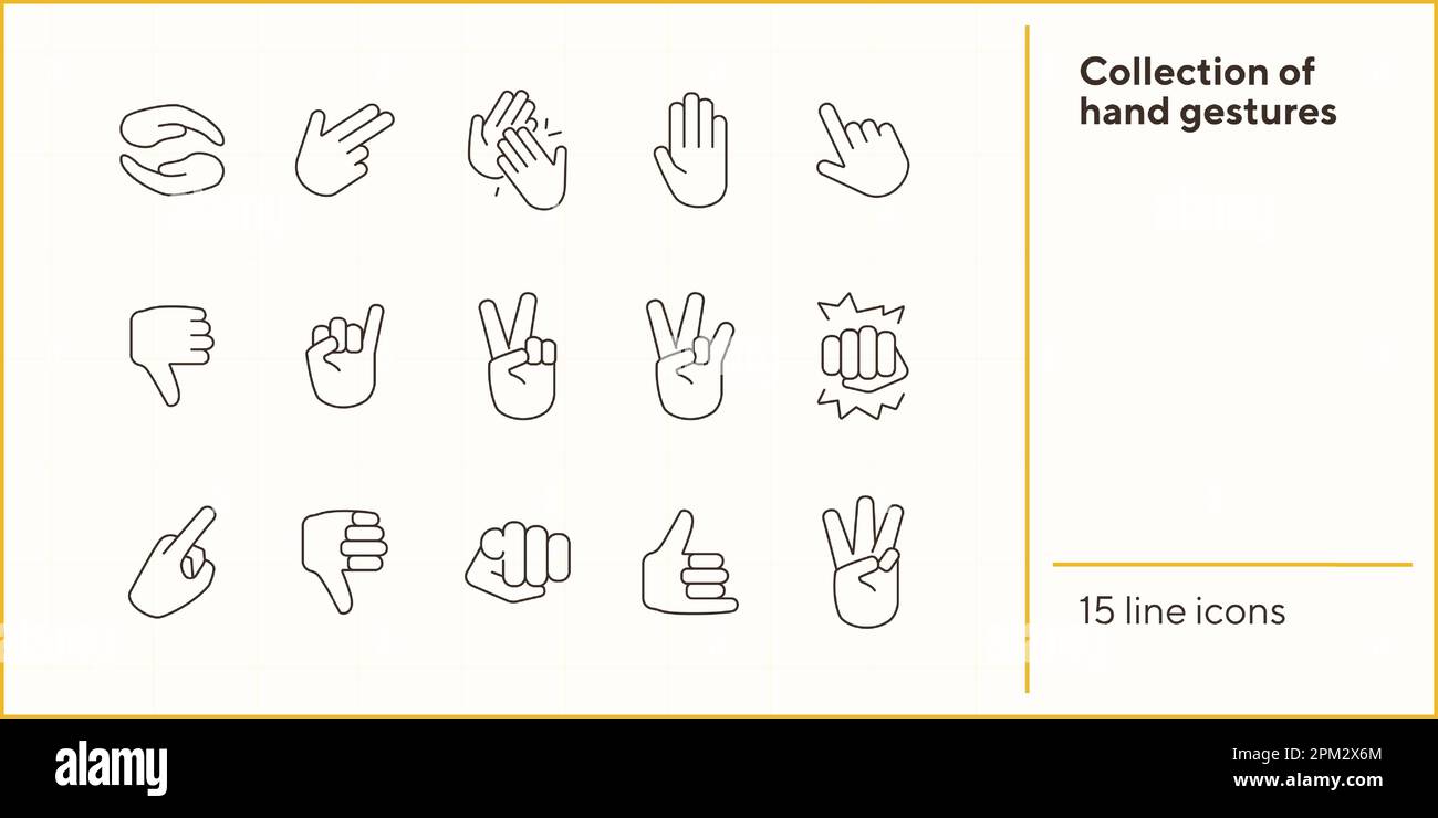 Collection of hand gestures flat icons Stock Vector Image & Art - Alamy