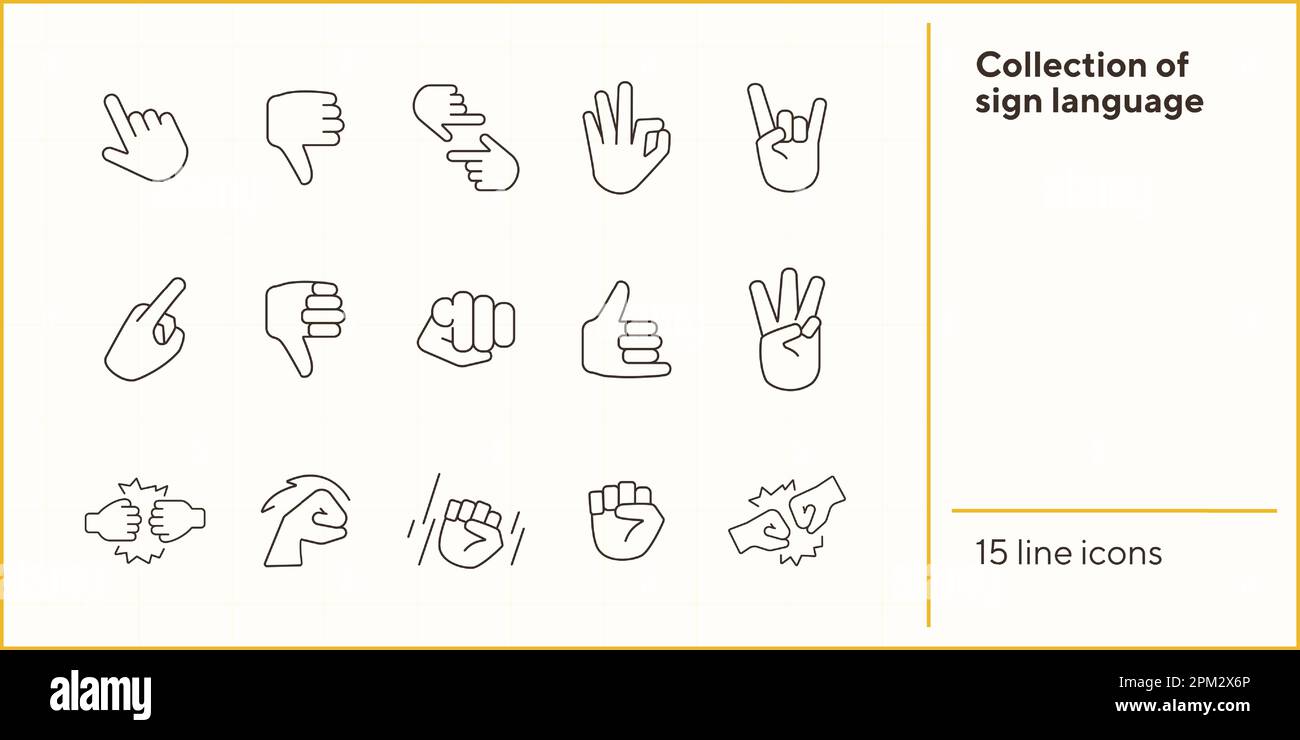 Collection of sign language thin line icons Stock Vector Image & Art ...
