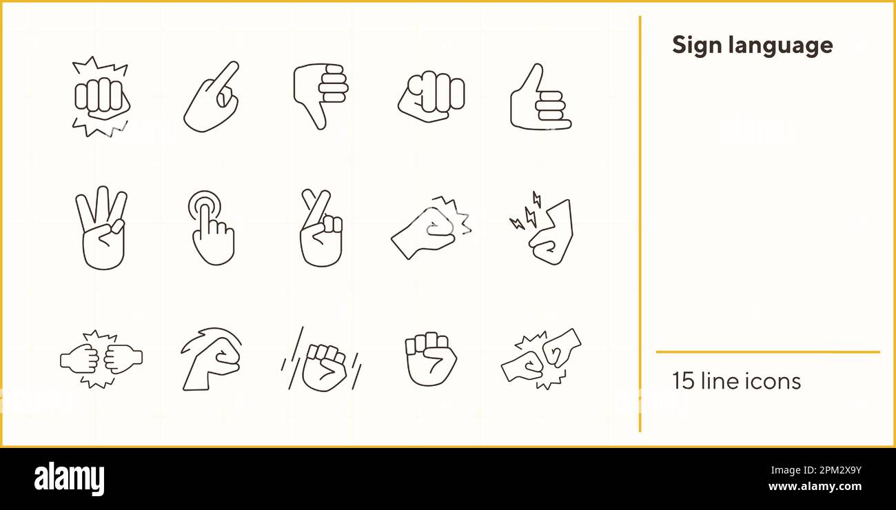 Set of sign language thin flat icons Stock Vector Image & Art - Alamy