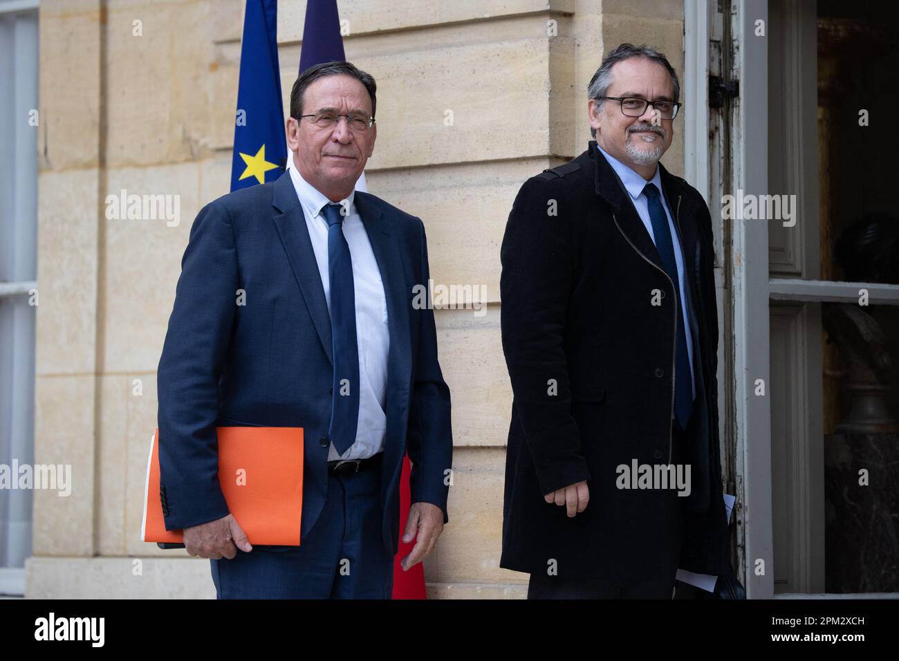 Paris, France. 11th Apr, 2023. Deputy Philippe Dunoyer and Philippe ...