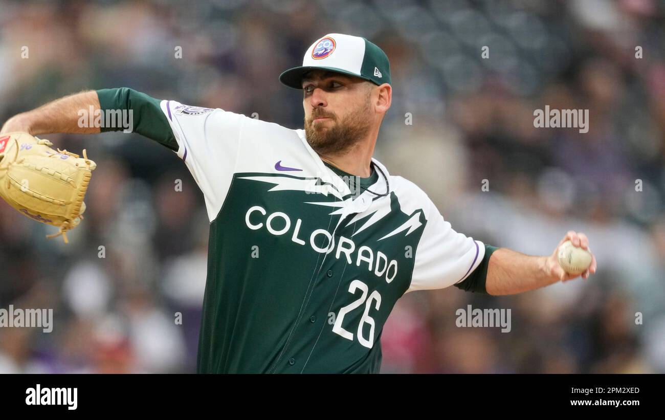 Colorado Rockies starting pitcher Austin Gomber (26) in the first ...