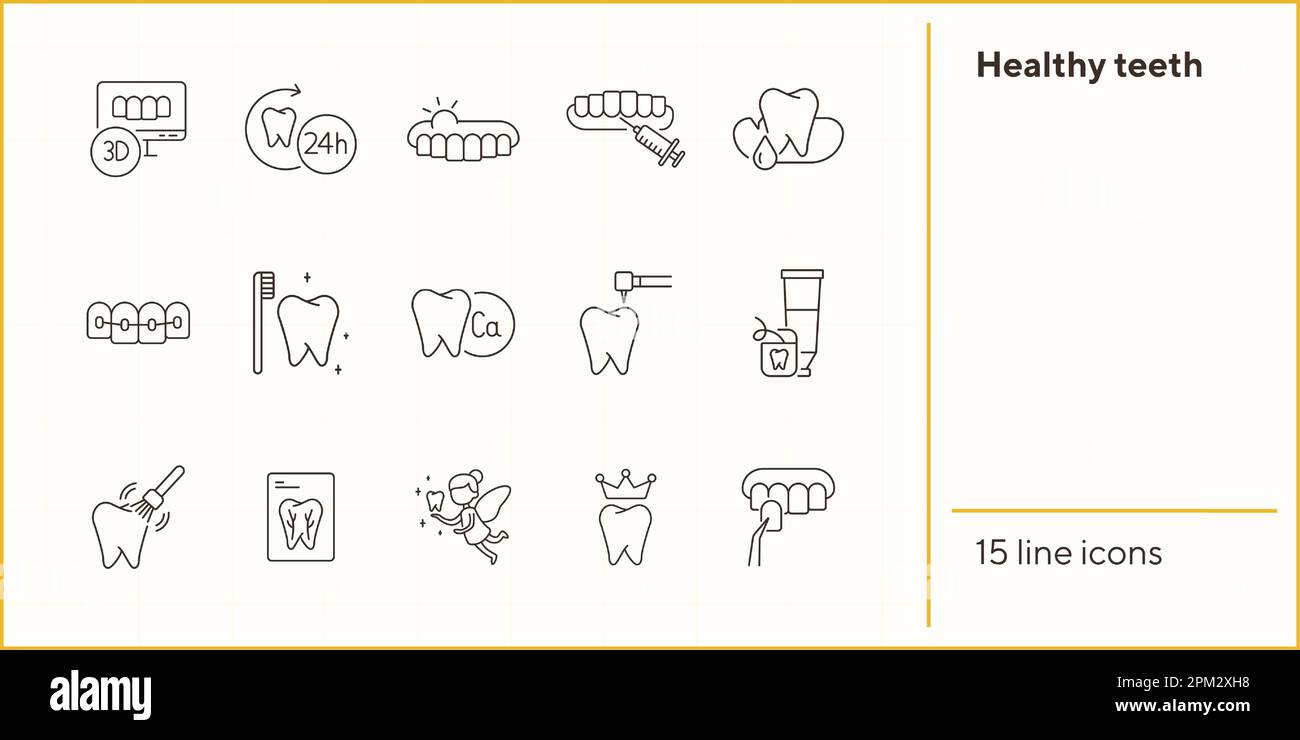 Healthy teeth icons. Set of line icons Stock Vector Image & Art - Alamy