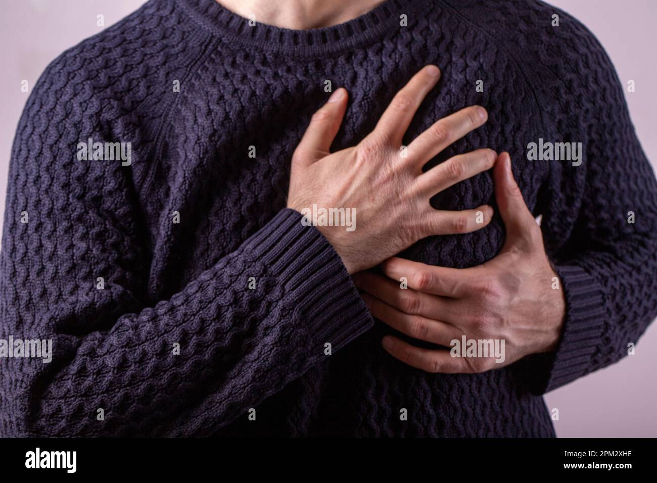 Man having a heart attack. Man holding his chest in acute pain. Heart ...