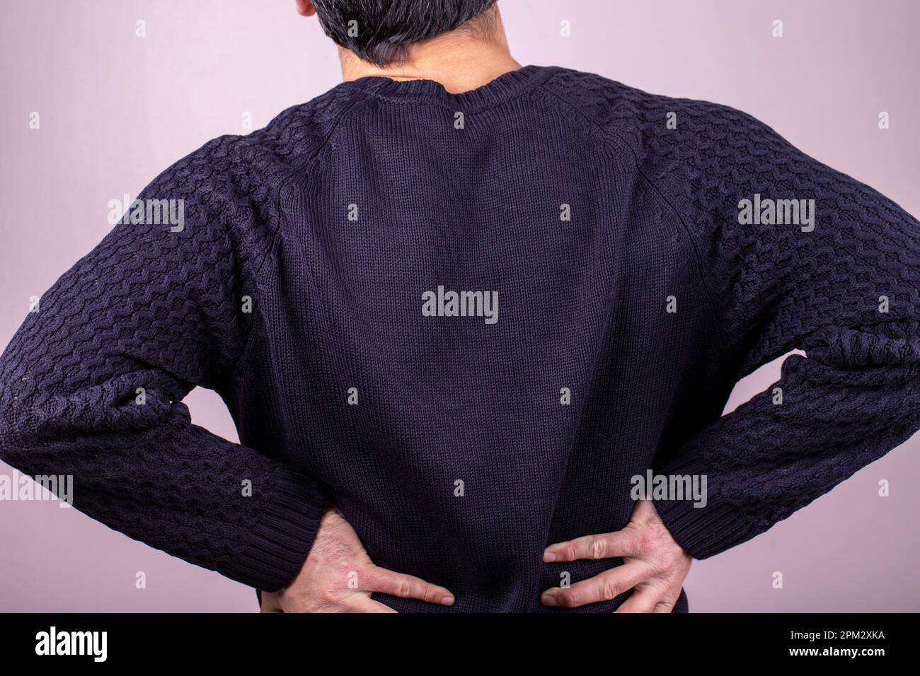 Backache man. Intervertebral hernia, lumbar pain, kidney inflammation ...