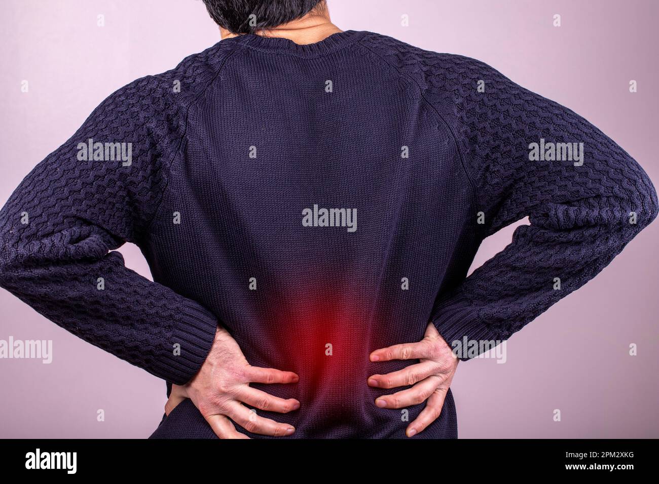 Backache man. Intervertebral hernia, lumbar pain, kidney inflammation ...