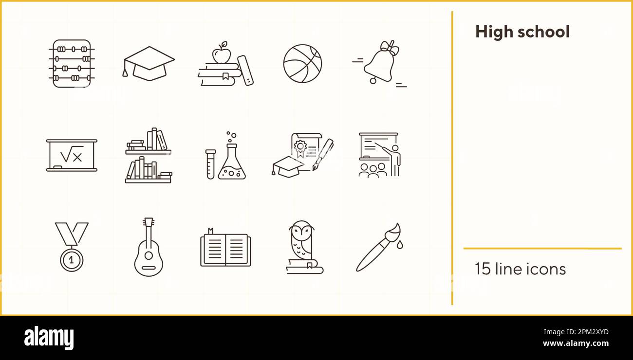 High school icons Stock Vector Image & Art - Alamy