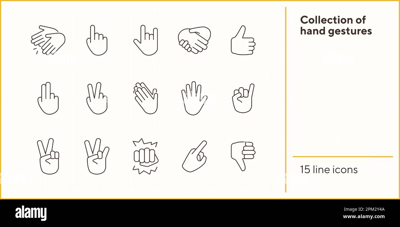 Collection of hand gestures line icons Stock Vector Image & Art - Alamy