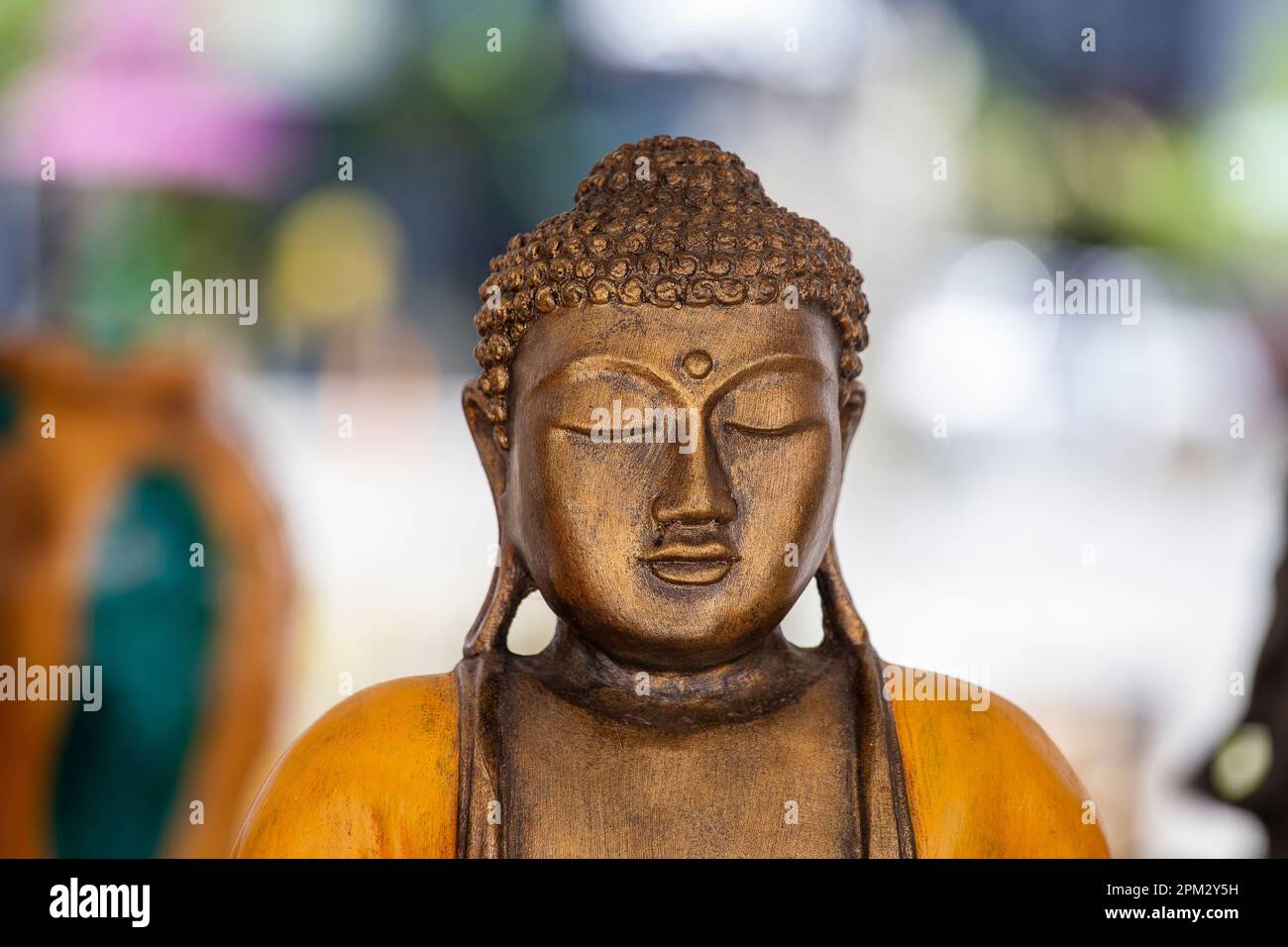 Buddha statue figures souvenir on display for sale on street market ...
