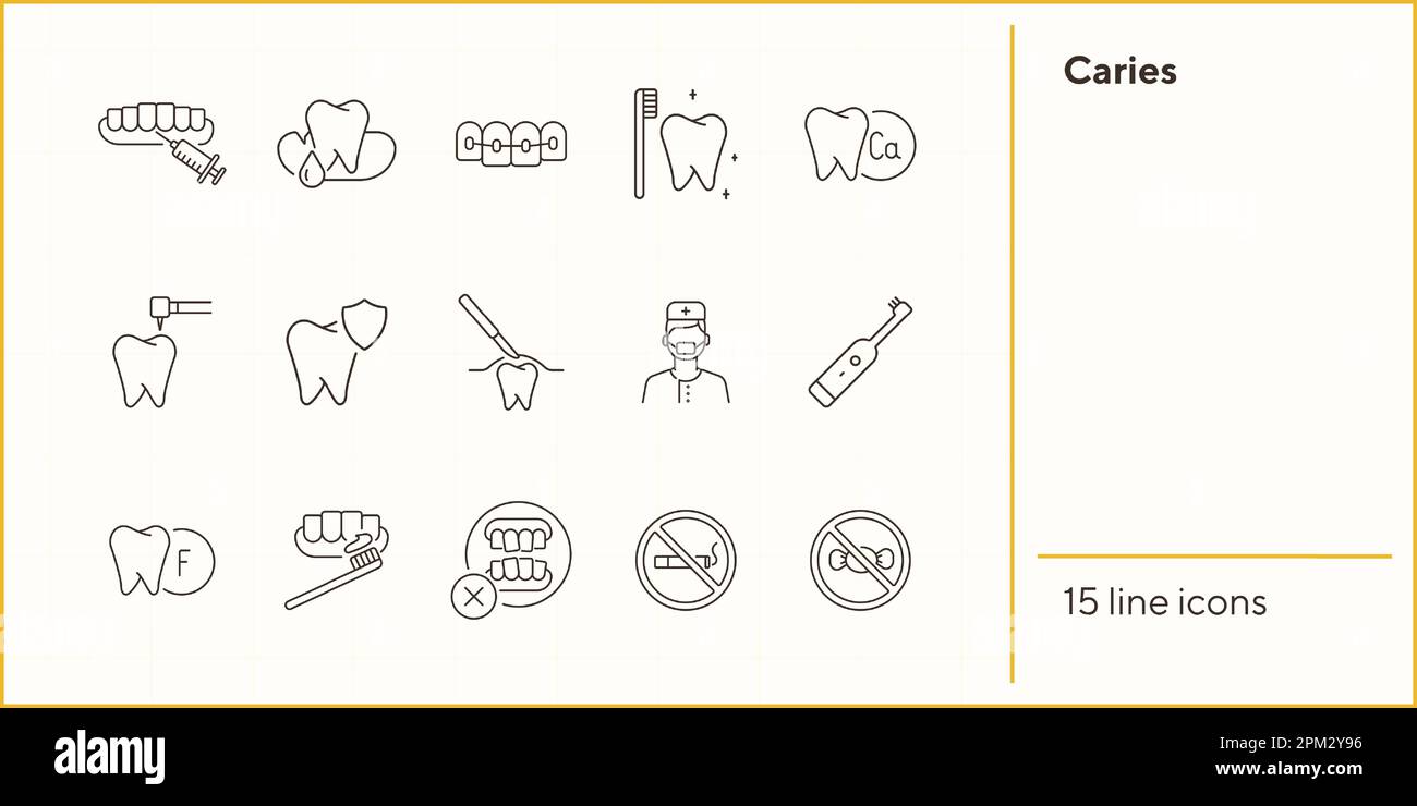 Caries icons. Set of line icons Stock Vector Image & Art - Alamy