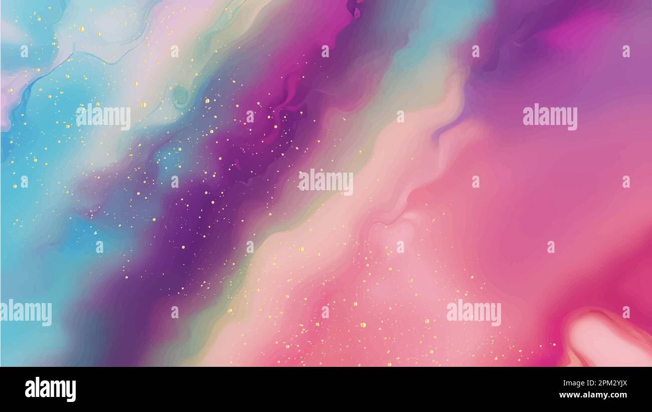 Dreamy iridescent alcohol ink background with gold dust. Abstract ...