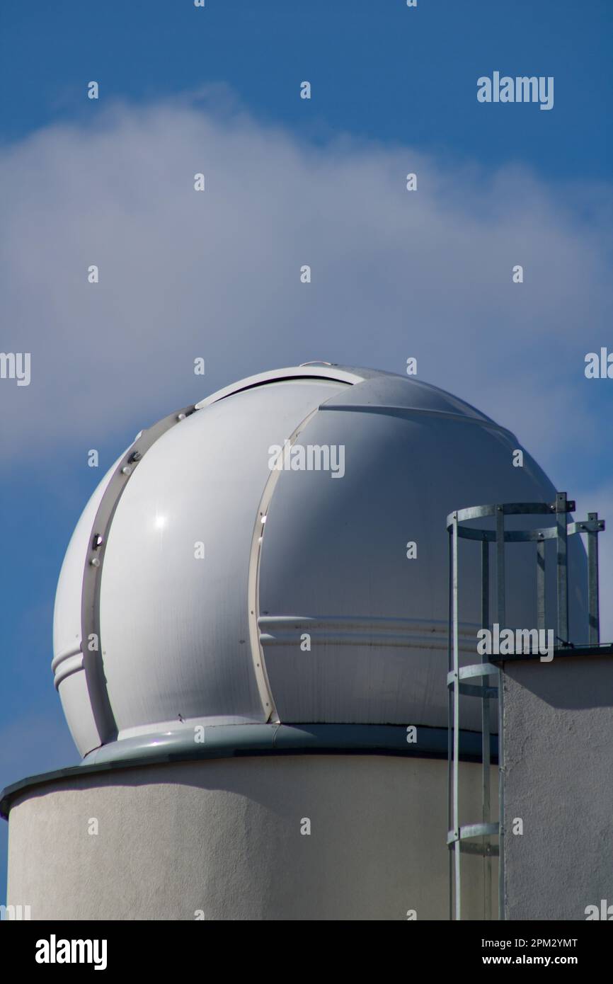 The white dome of the observatory against the sky.12.04.2023 Bialystok ...