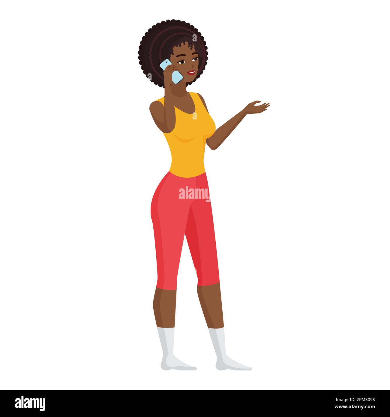 Female fitness trainer talking on phone. Personal gym coach vector ...