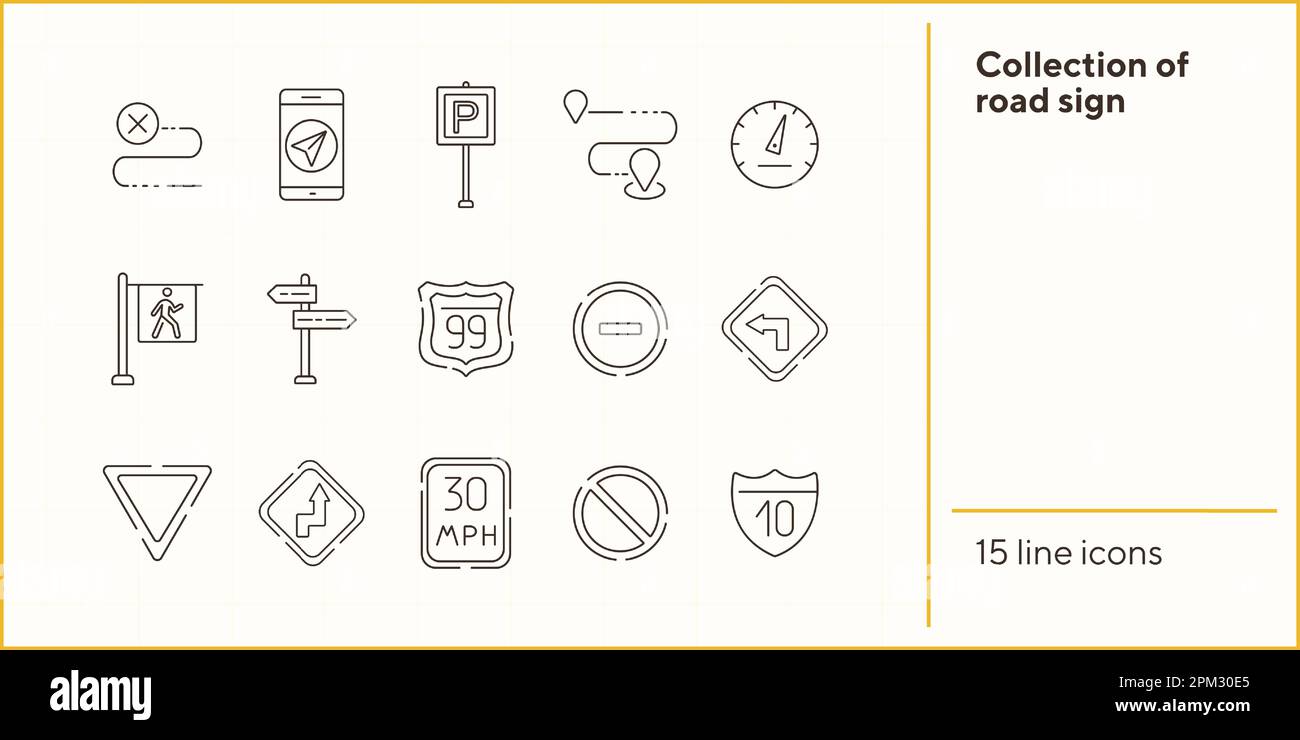 Collection of road sign line icons Stock Vector Image & Art - Alamy