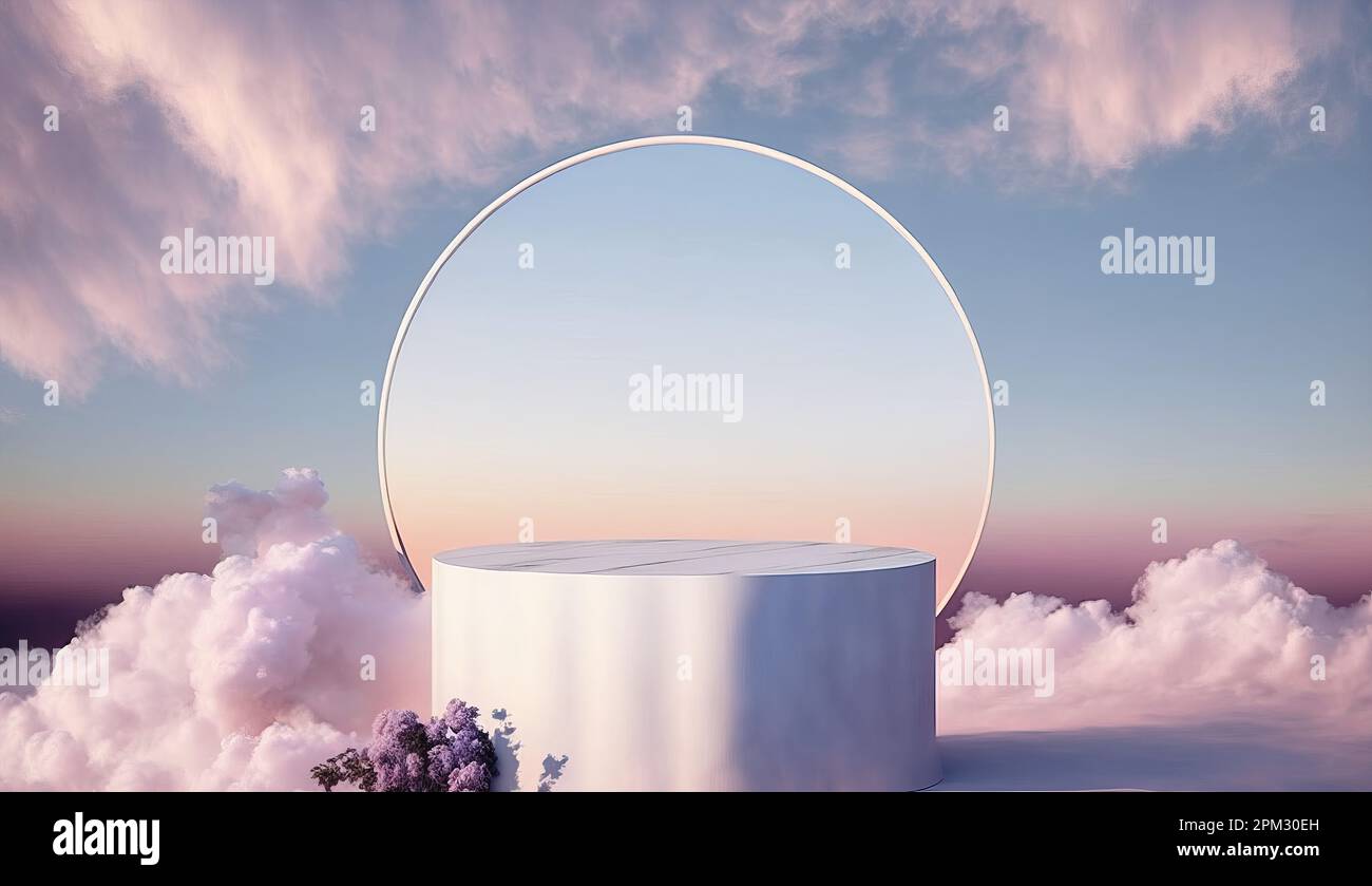 Natural beauty podium backdrop for product display with dreamy sky ...