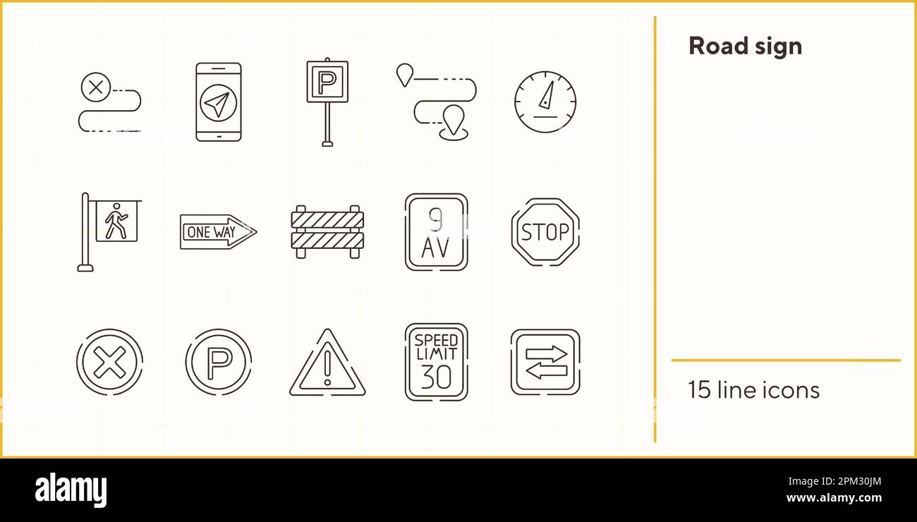 Set of road sign line icons Stock Vector Image & Art - Alamy