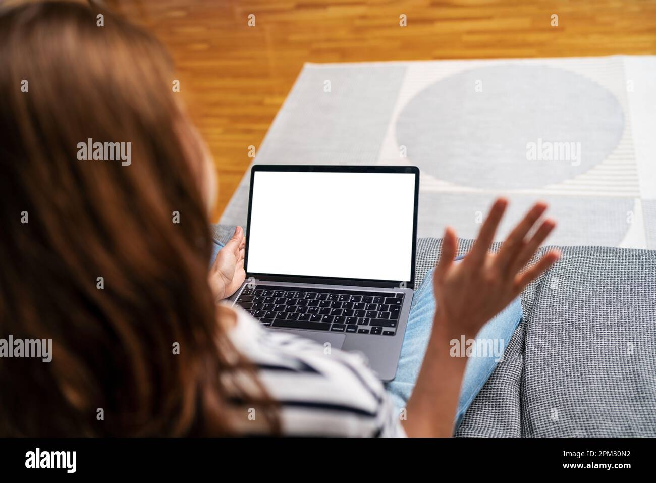 Laptop video call blank screen hi-res stock photography and images - Alamy