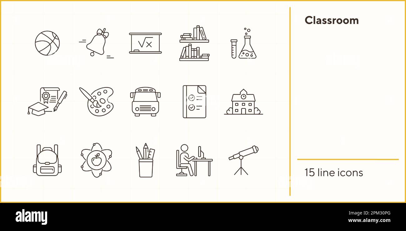 Classroom line icon set Stock Vector Image & Art - Alamy