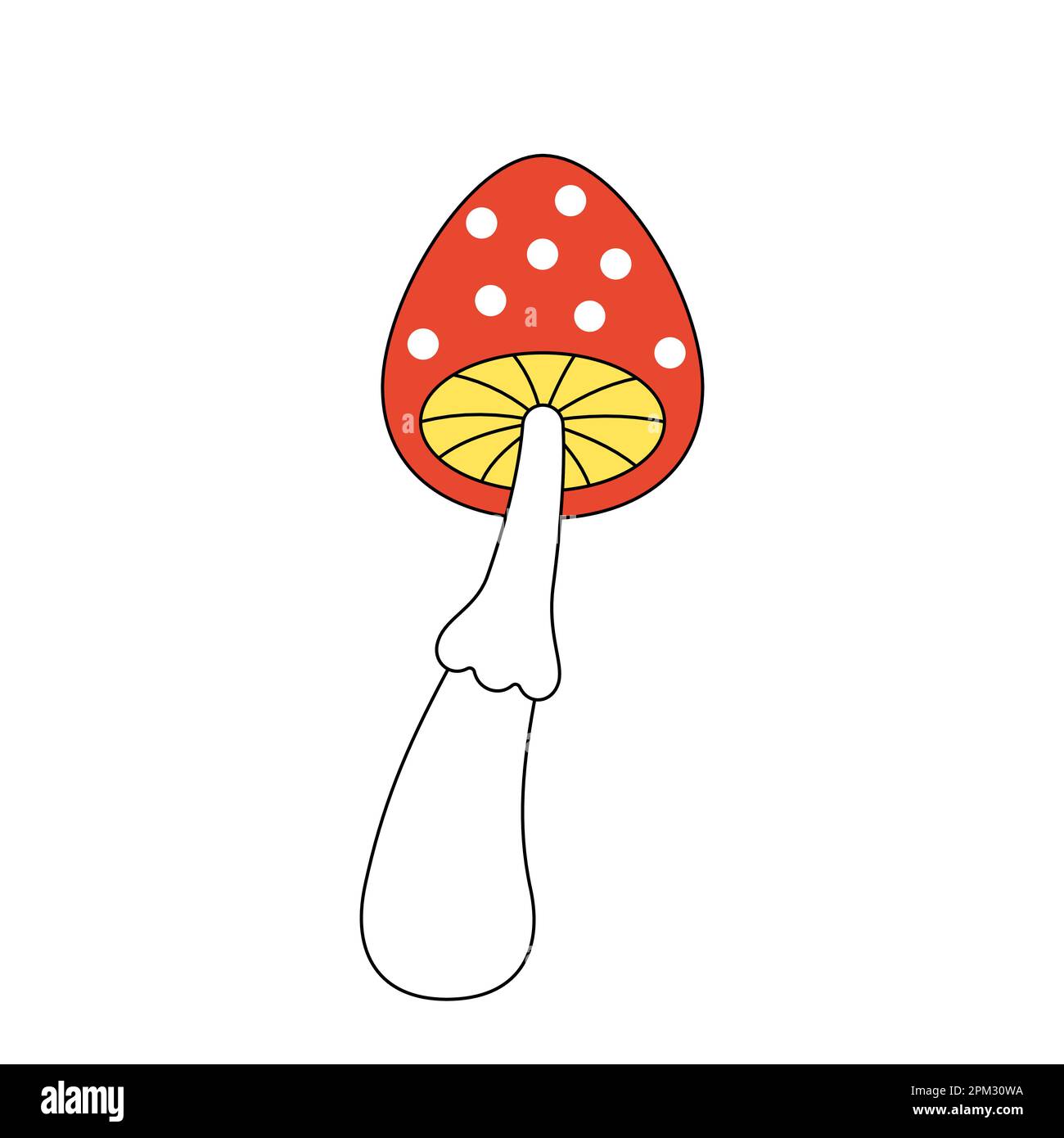 Retro groovy trippy mushroom. Hippie psychedelic fly agaric fungus ...
