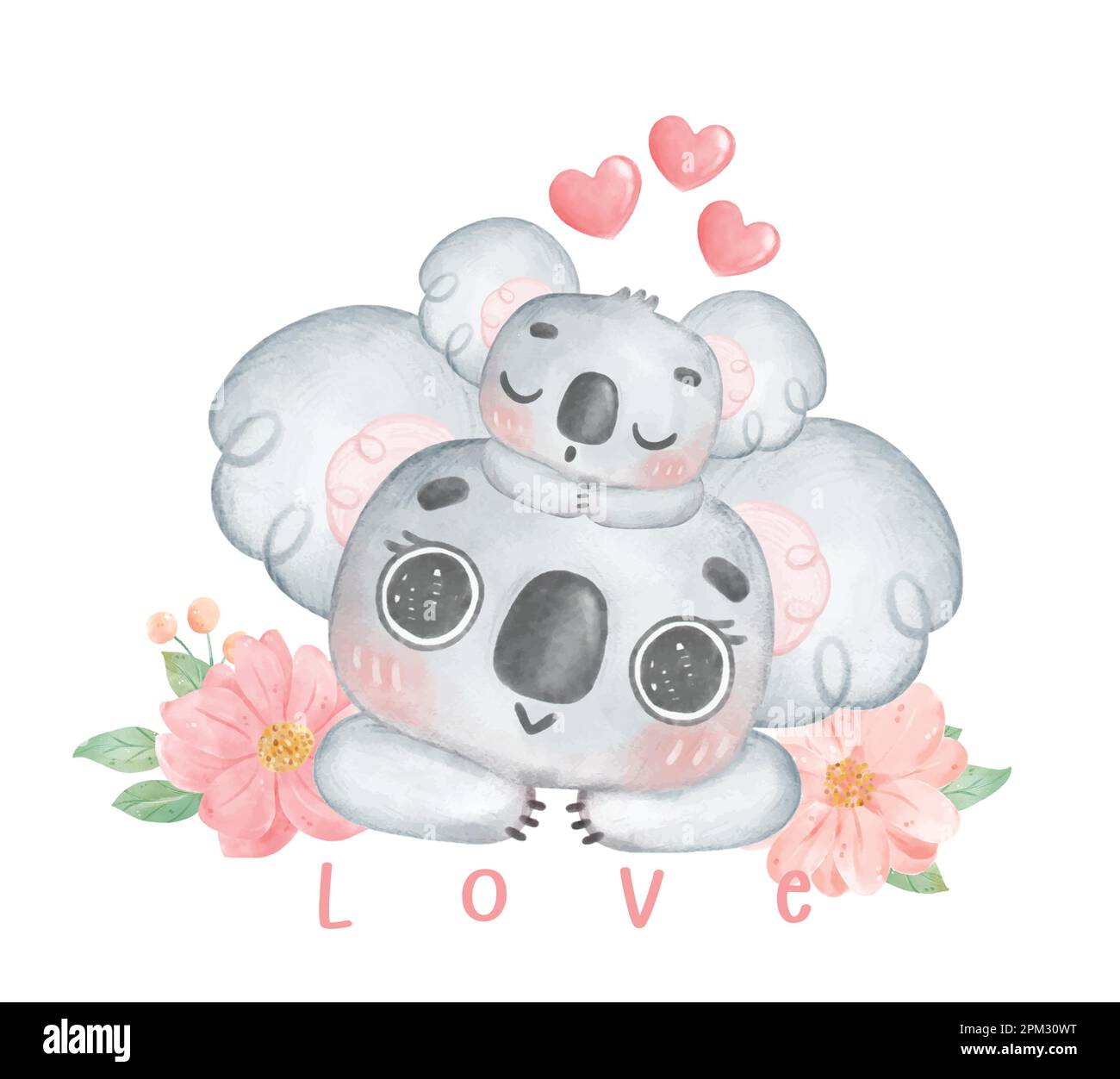 Adorable happy Koala baby sleeping on mother head, Happy mother's day ...