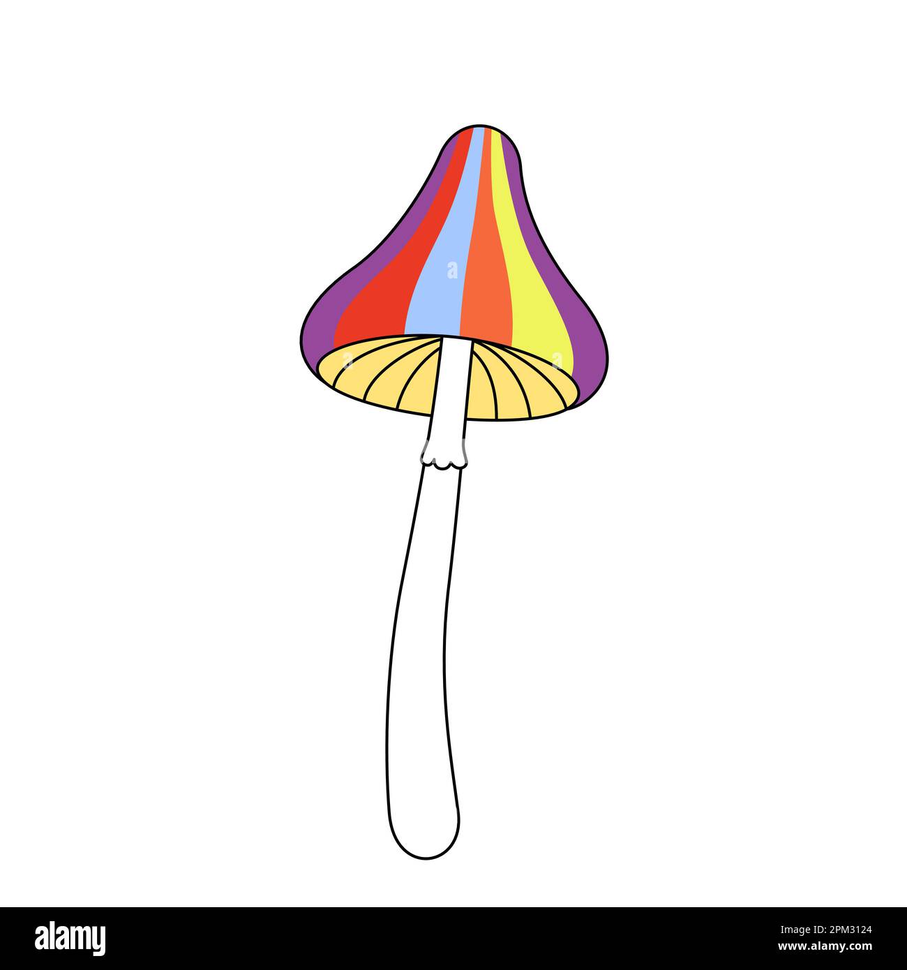 Retro groovy trippy rainbow color mushroom. Hippie psychedelic fly ...