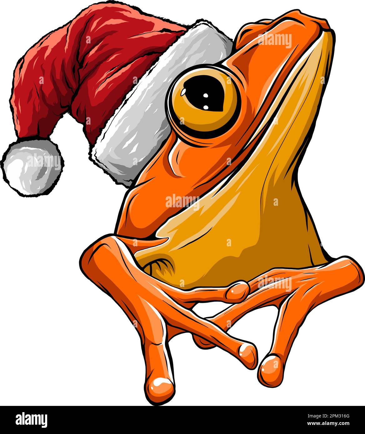 Cute and funny frog wearing Santa s hat Stock Vector Image & Art - Alamy