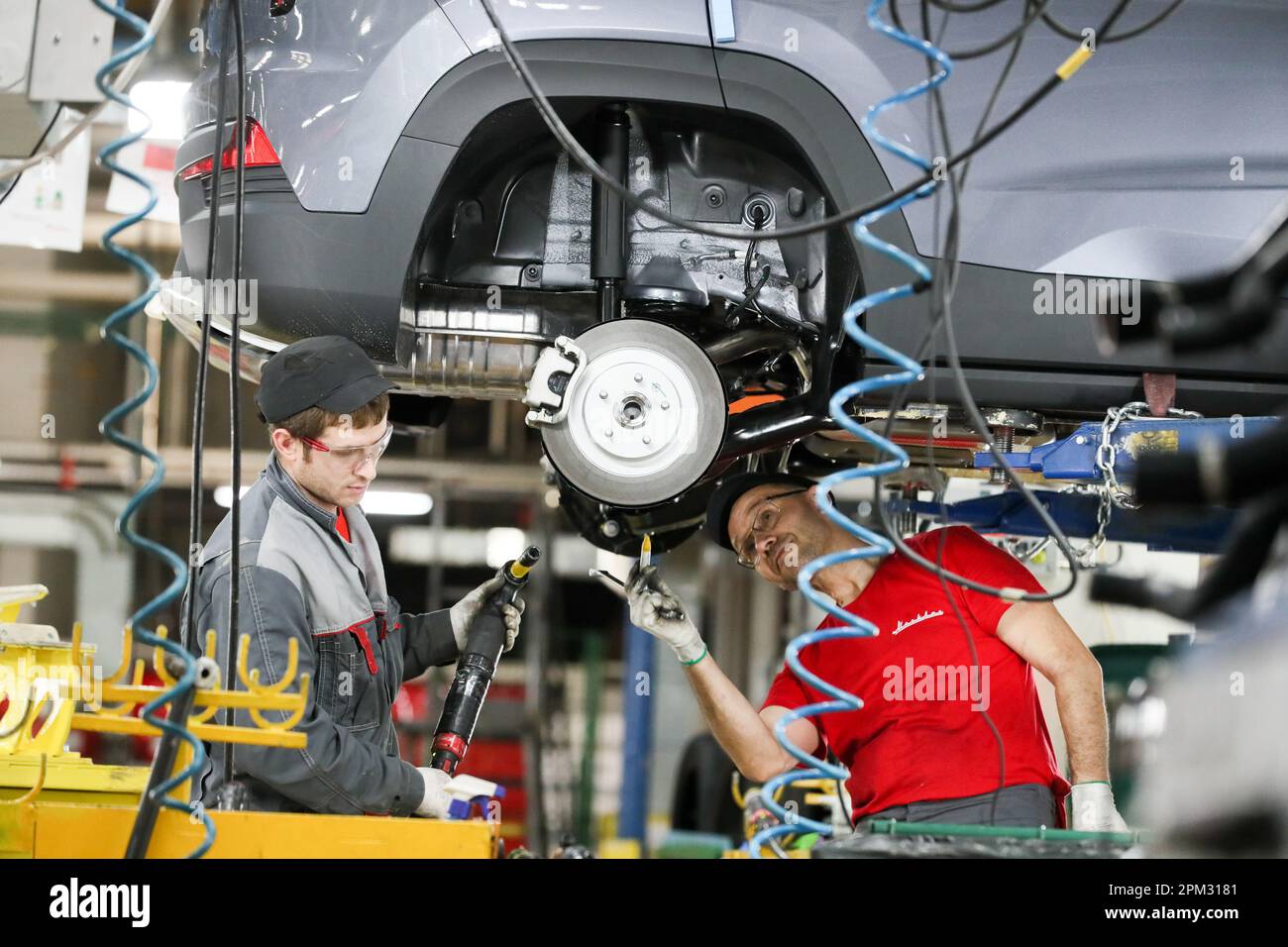 April 06.2023. Russia. Moscow. Car assembly on the production line of ...
