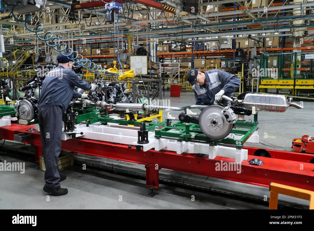 April 06.2023. Russia. Moscow. Car assembly on the production line of ...