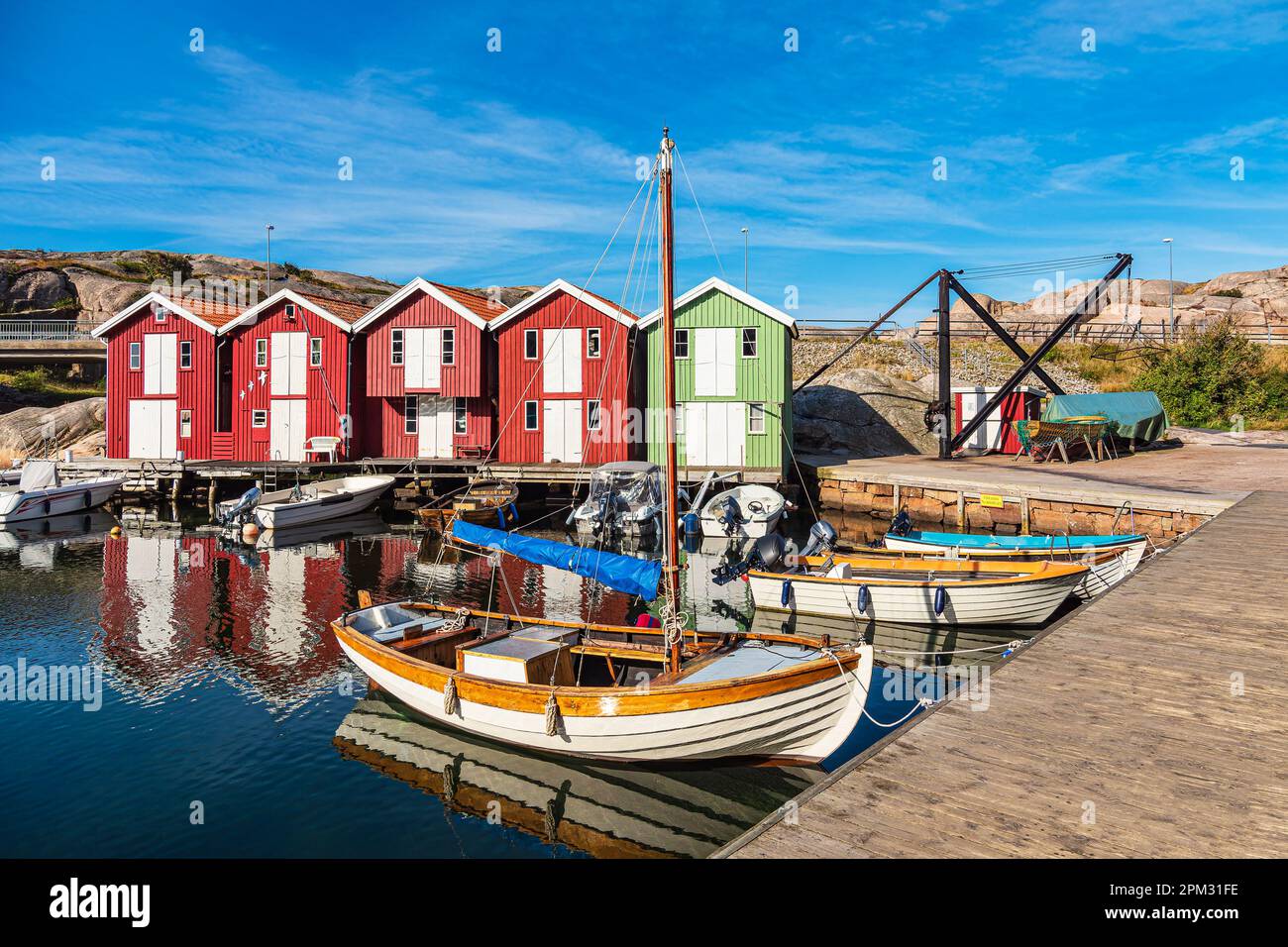 Harbor With Boats In The Town Of Smögen In Sweden Stock Photo - Alamy