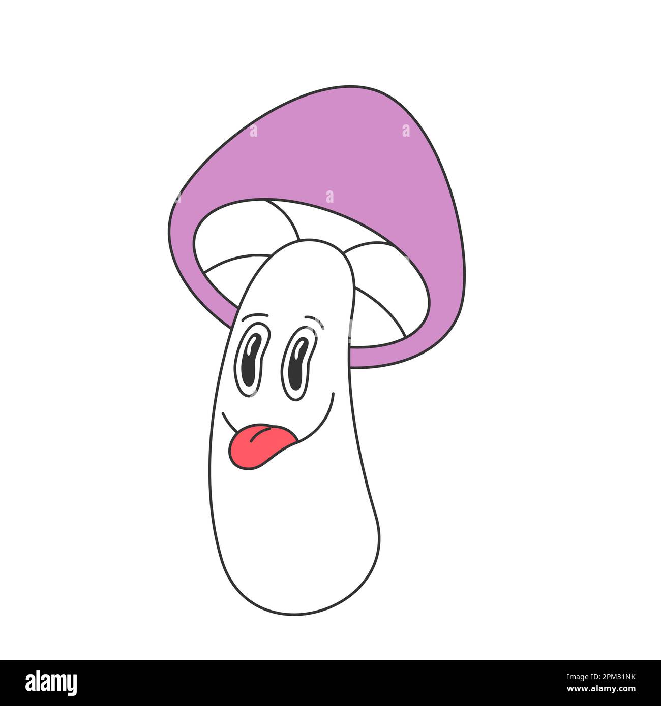 Retro groovy trippy mushroom character. Funny face sticking out tongue ...