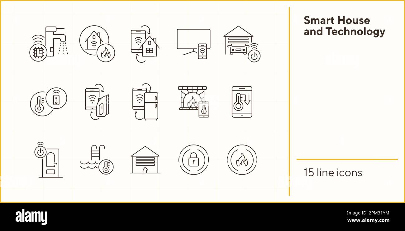 Smart House and Technology line icon set. Linear vector Stock Vector ...