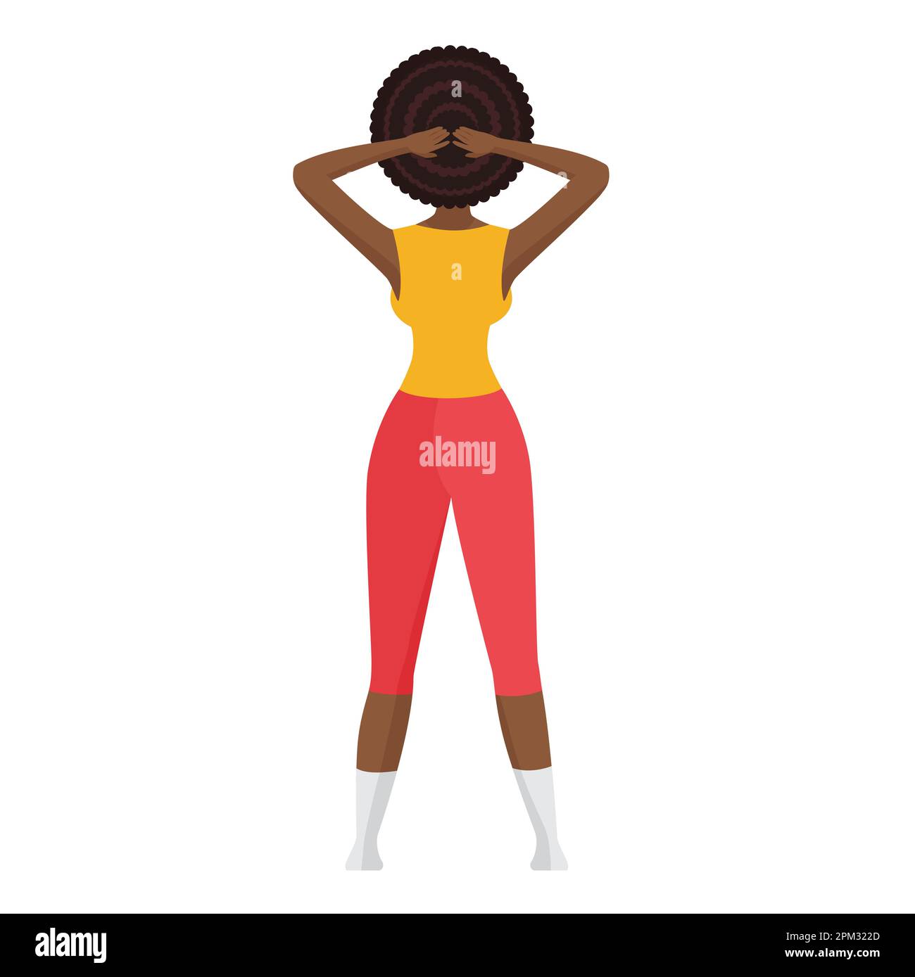 Back view of standing female fitness trainer. Personal sport gym coach ...