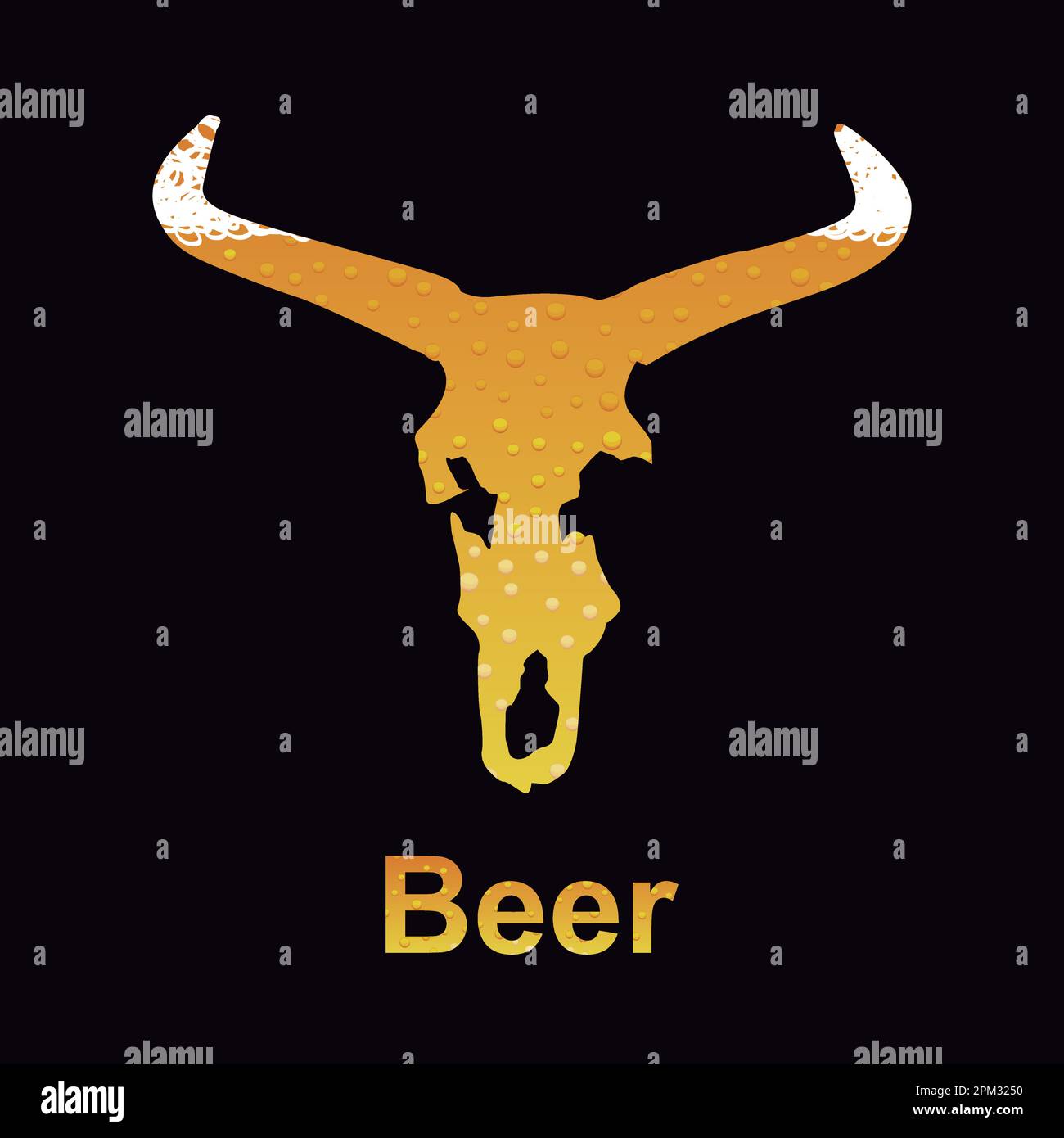 vector drawing of head of horned animal with beer inside. Illustration ...