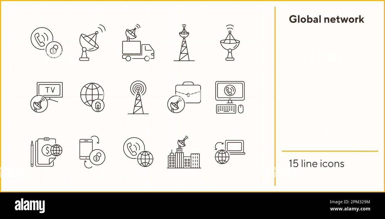 Global network thin line icon set Stock Vector Image & Art - Alamy