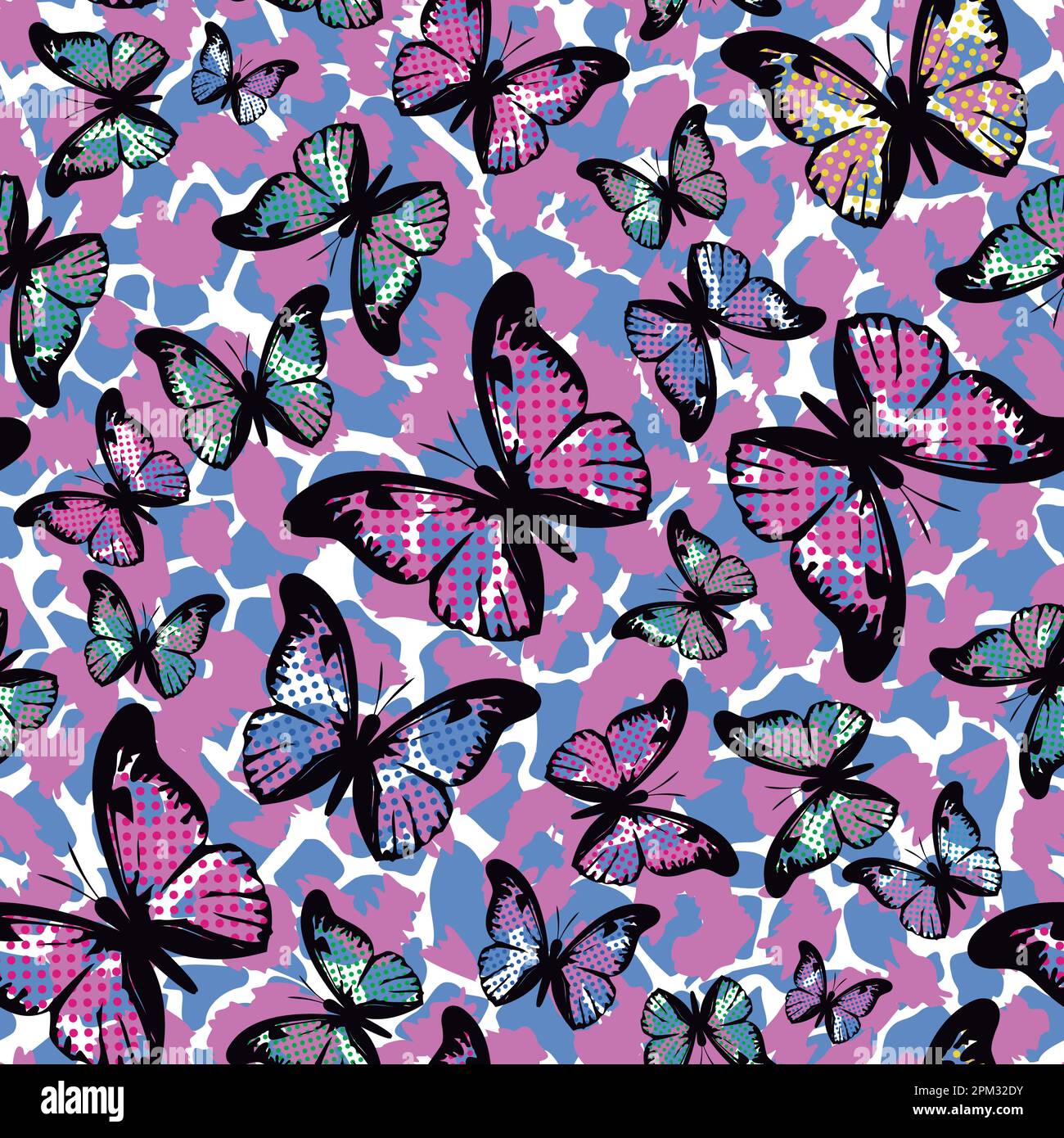 pattern seamless of butterflies of different sizes and colors. Design ...