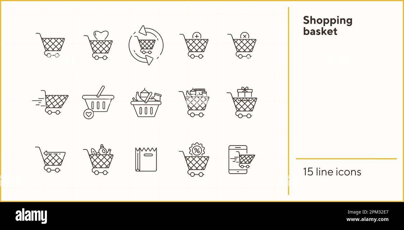 Shopping basket line icon set Stock Vector Image & Art - Alamy