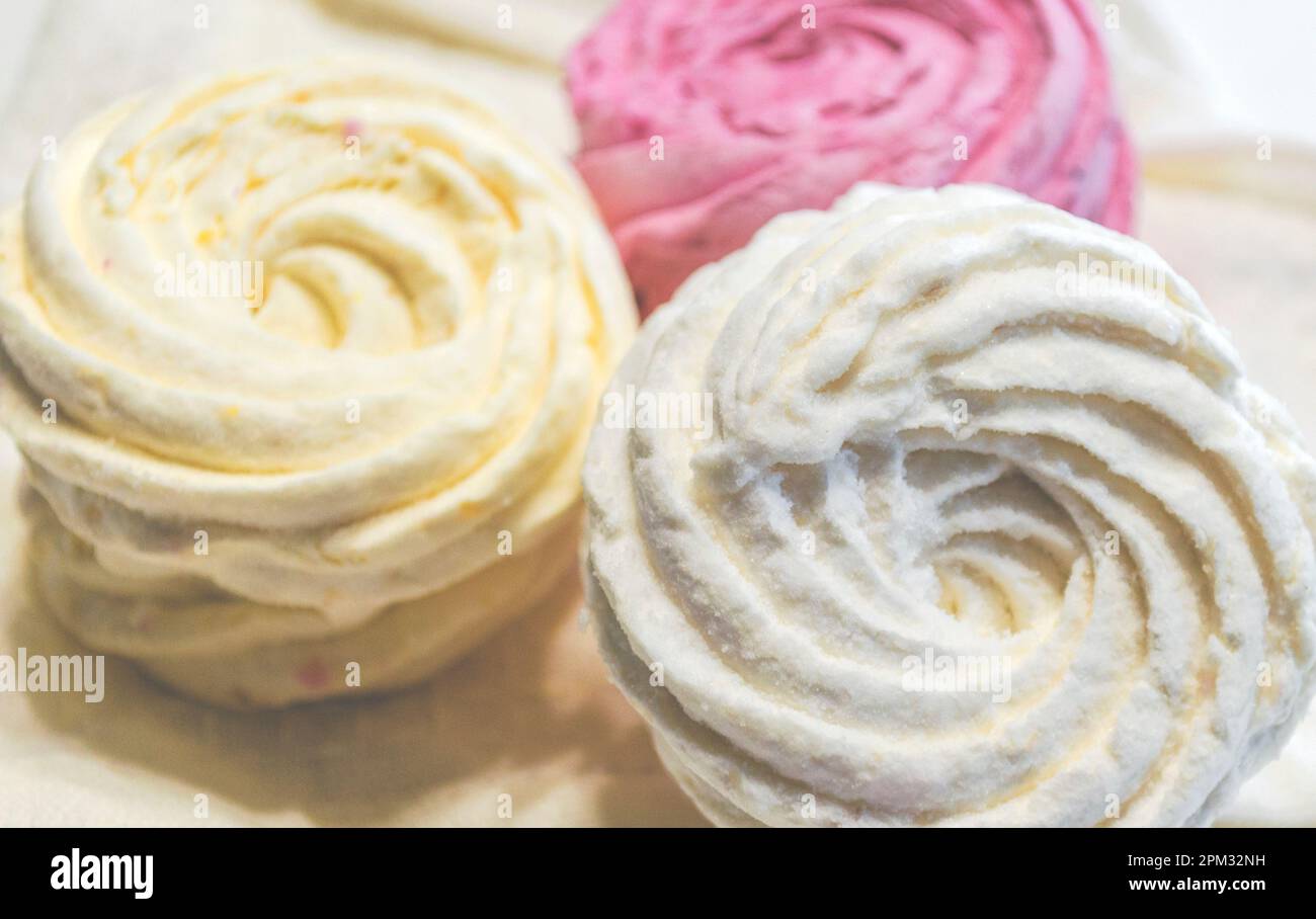 Natural marshmallows with berry and fruit flavor close-up Stock Photo ...