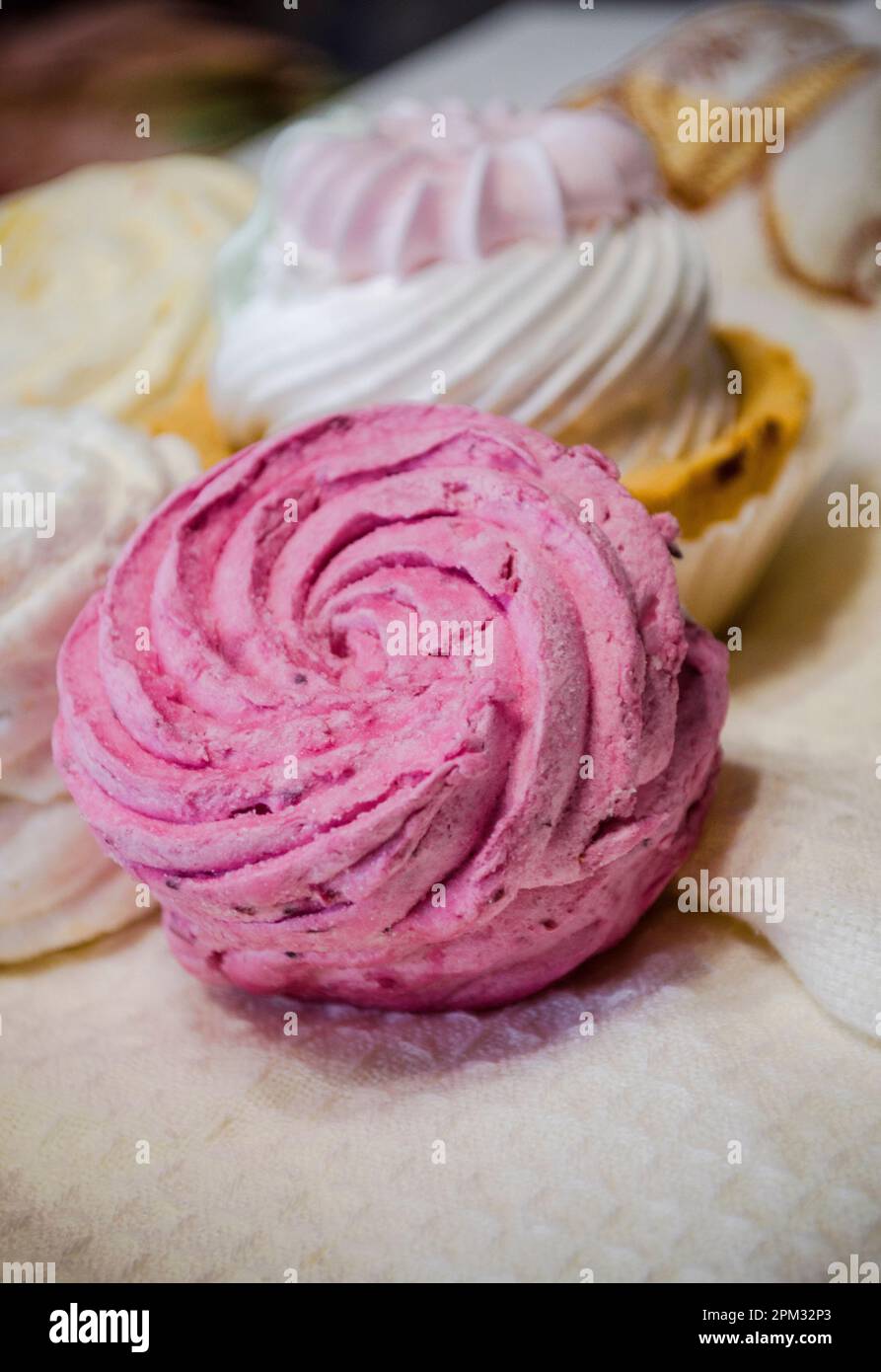 Natural marshmallows with berry and fruit flavor close-up Stock Photo ...