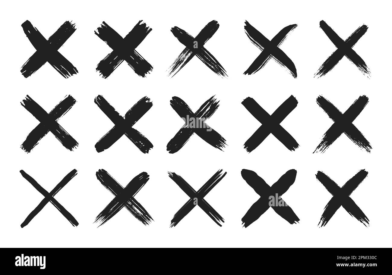 Dirty grunge hand drawn with brush strokes cross x vector illustration ...